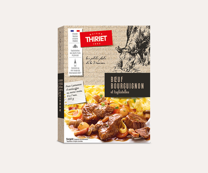 Bœuf bourguignon et tagliatelles, surgelés Maison Thiriet