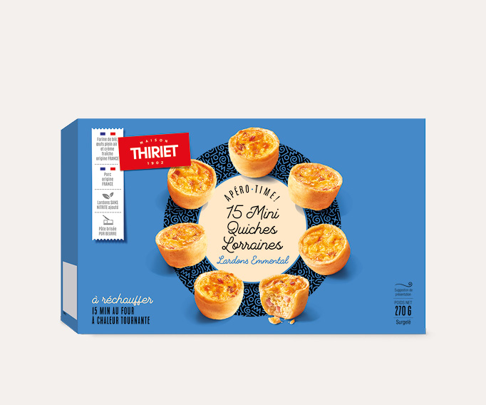 15 Mini quiches lorraines, surgelés Maison Thiriet