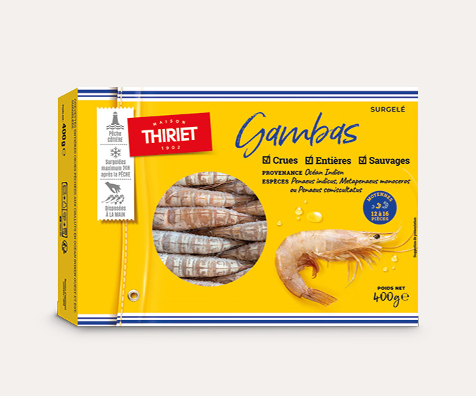 Gambas sauvages entières crues, surgelés Maison Thiriet