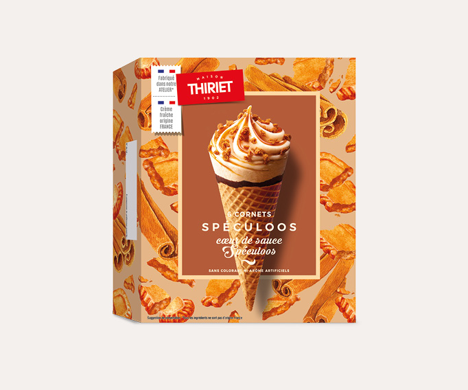 6 Cornets spéculoos cœur de sauce au spéculoos, surgelés Maison Thiriet