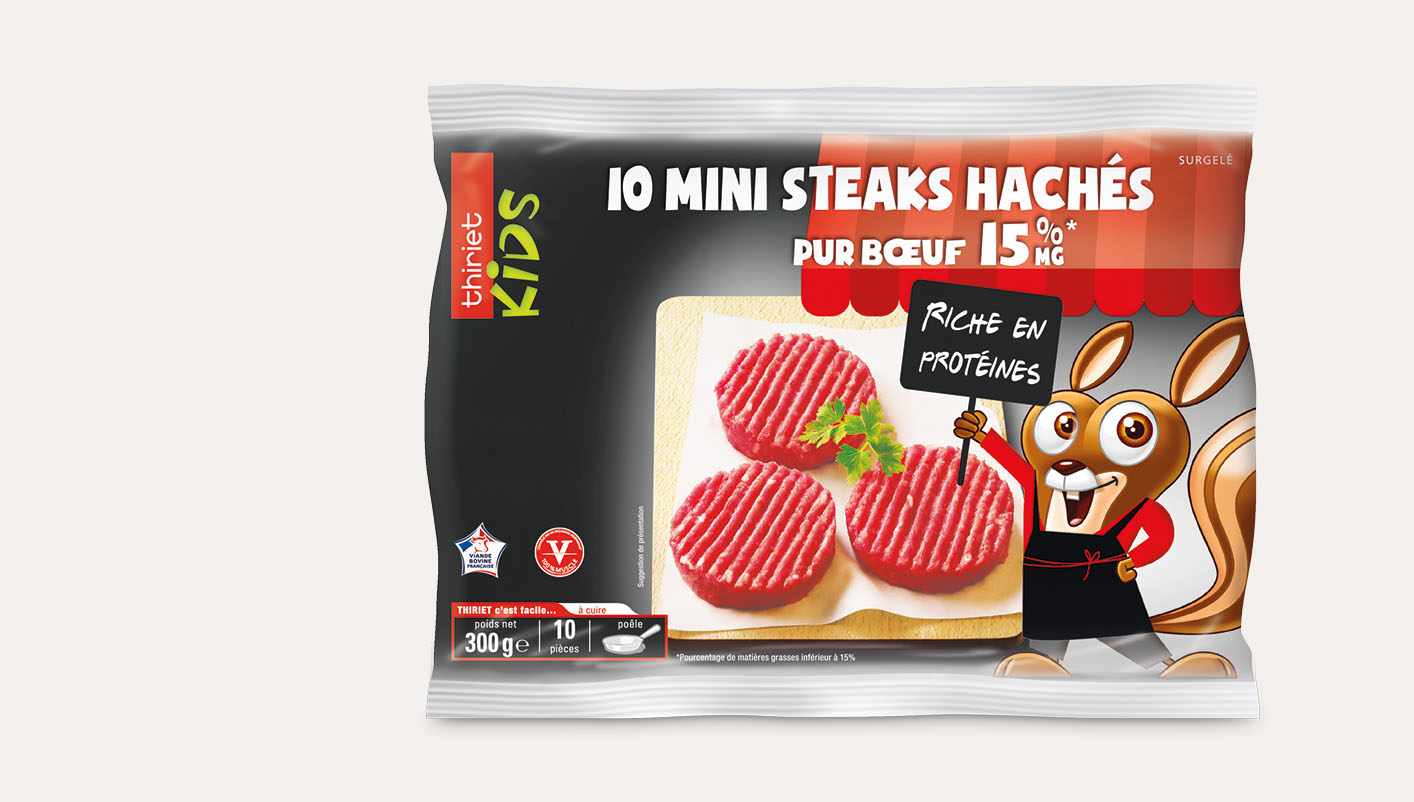 10 Mini steaks hachés pur boeuf 15% M.G. surgelé, gamme Viandes ...